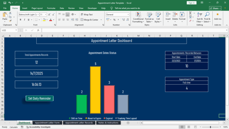 Appointment Letter Template - Excel Data Entry Sheets