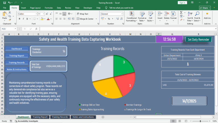 Employee Training Log Template - Excel Data Entry Sheets