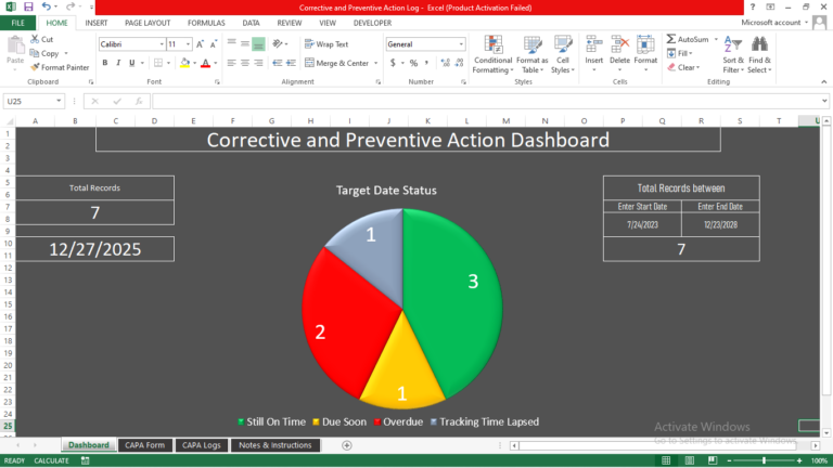 Corrective and Preventative Action Plan (CAPA) Template