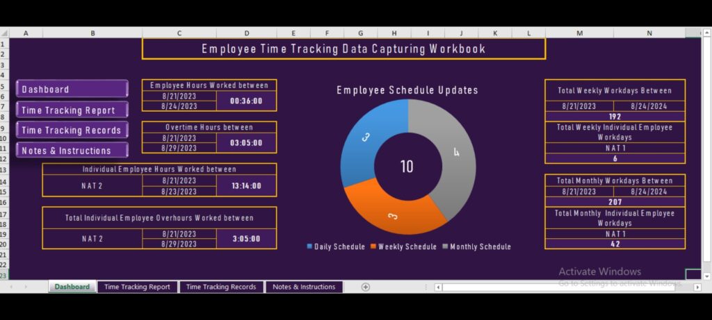 Time Tracking Template Excel - Excel Data Entry Sheets